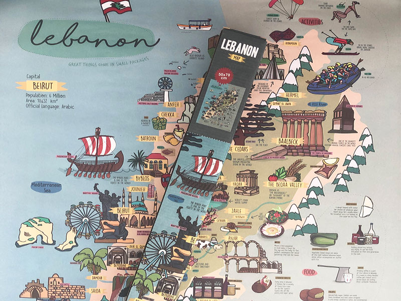 Poster - Lebanon Map | 50cm x 70cm - Minbaladeh.world